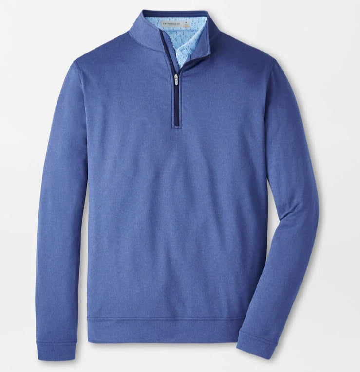 Perth Mélange Performance Quarter-Zip in Sport Navy by Peter Millar ...